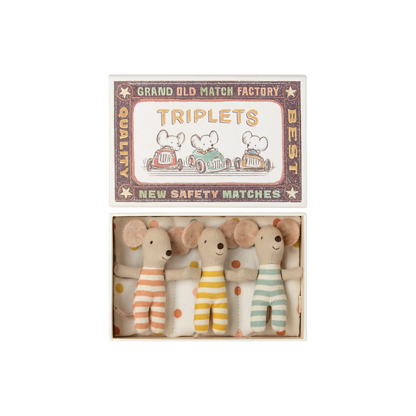 Maileg Baby Mice triplets in a Matchbox - Mouse in a Box