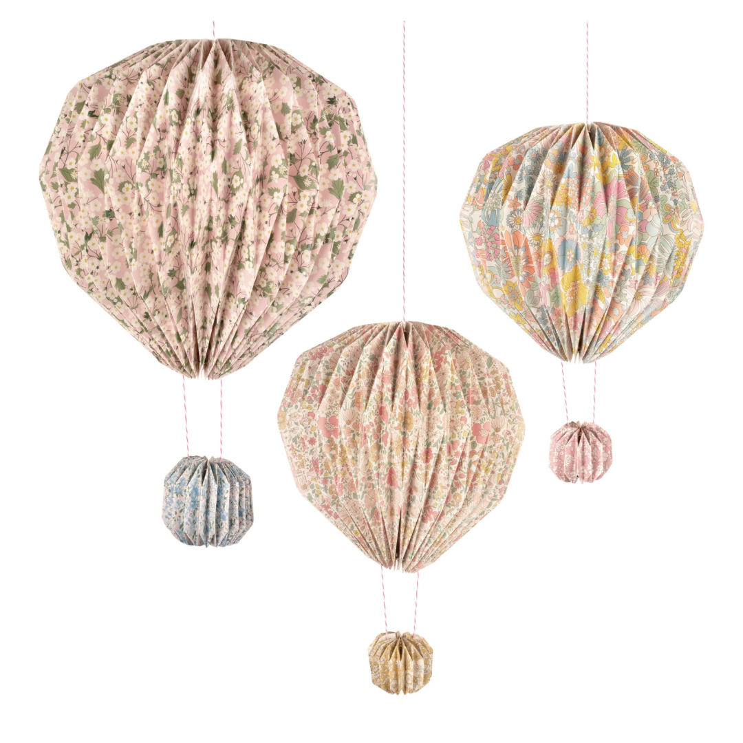 Meri Meri x Liberty Origami Balloon Decorations (Set of 3) | Floral ...
