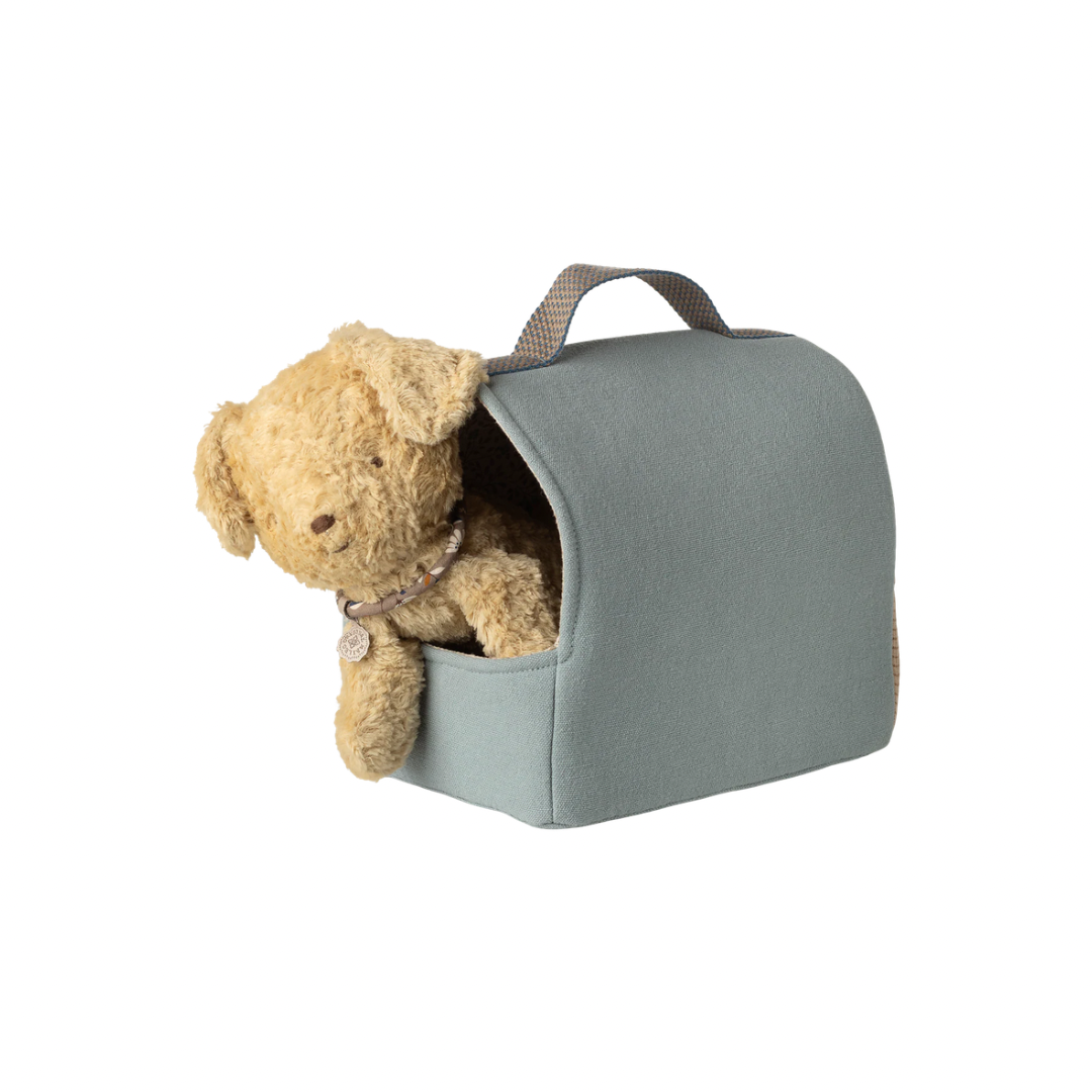 Maileg Pet carrier - Dusty blue – Mouse in a Box
